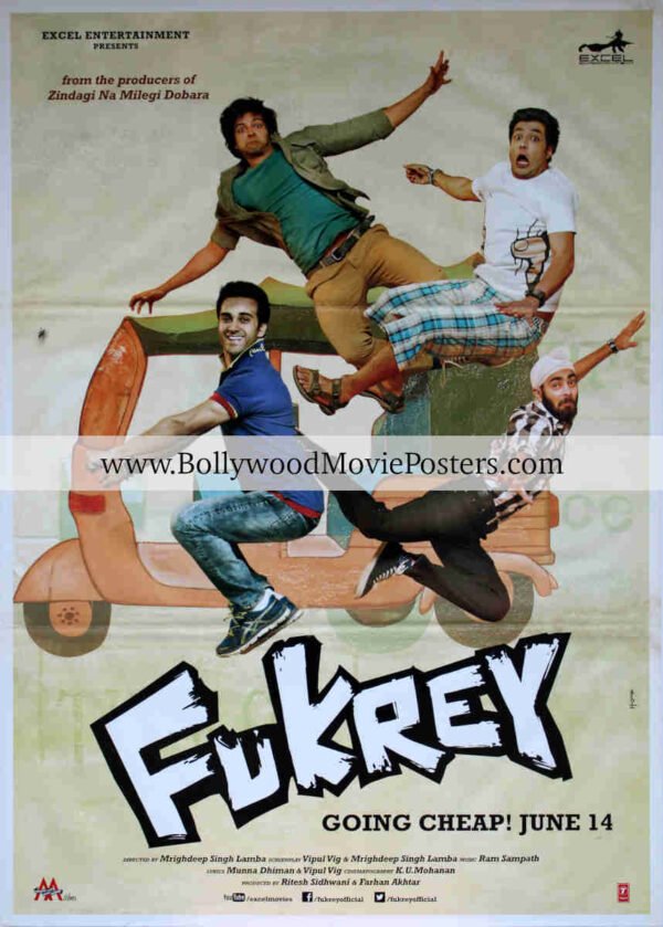 Fukrey movie poster for sale: Indian comedy Bollywood poster